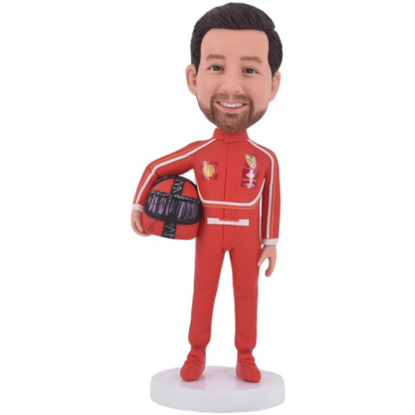 Custom racer bobblehead with racing gear – Bobbleheadcustom.ca